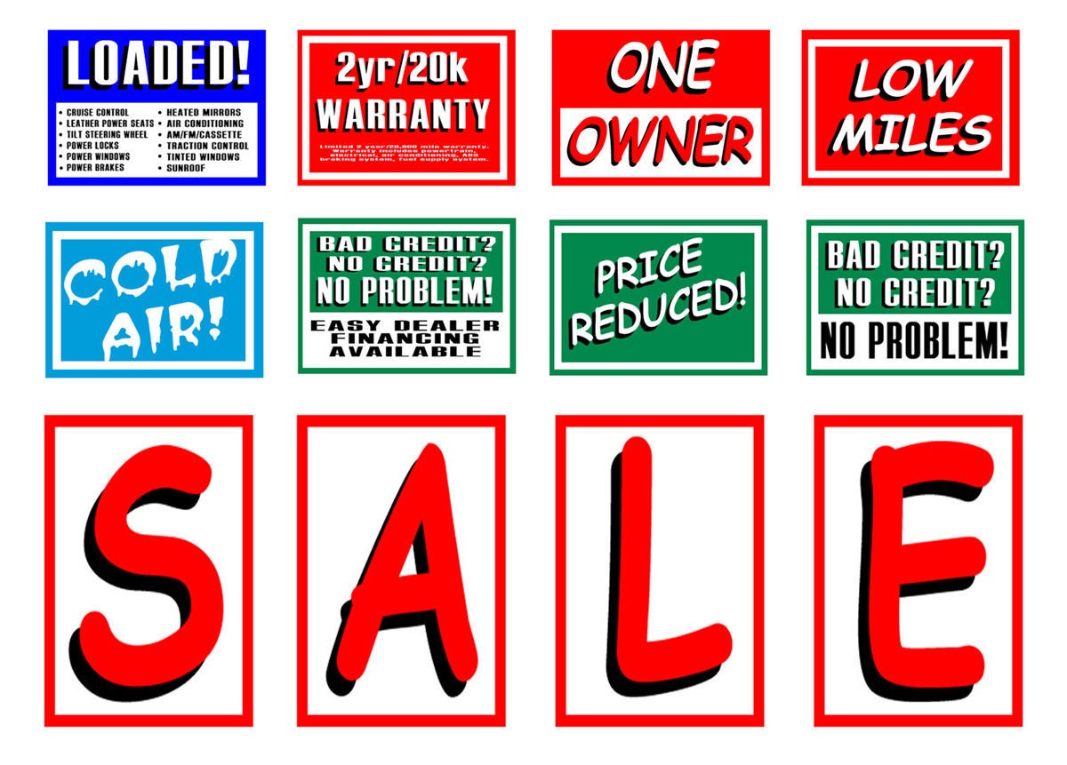 1:25 G scale model used car lot sale signs