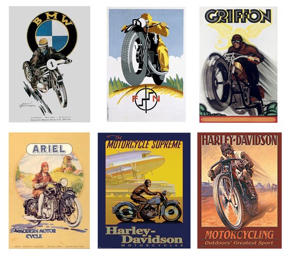 Miniature 1:25 G scale model vintage motorcycle posters | Etsy
