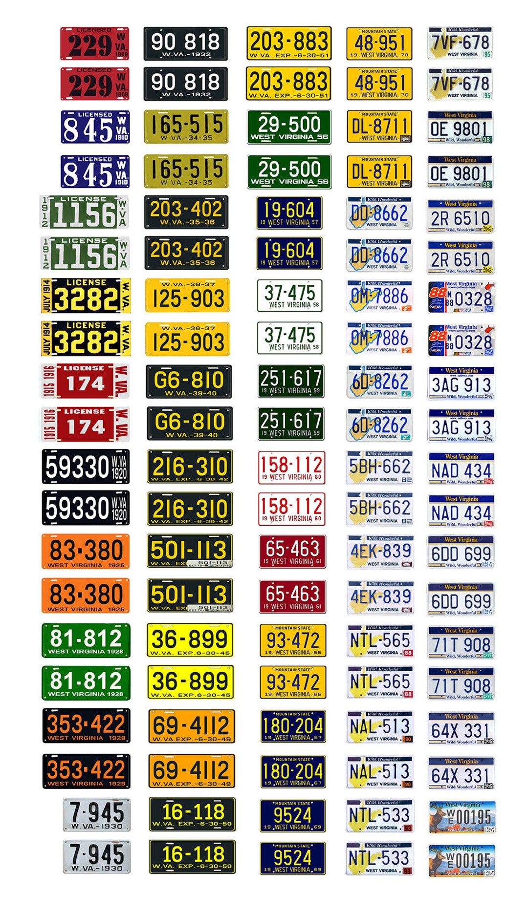 Scale Model Car Assorted USA License Plates West Virginia State Tags 1/ ...