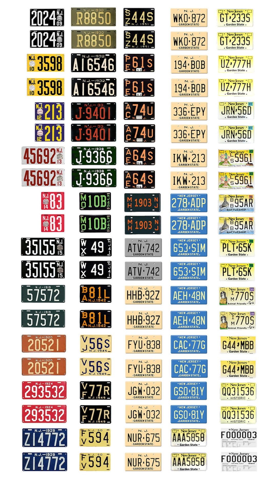 Scale Model Car Assorted USA License Plates New Jersey State Tags 1/18 ...
