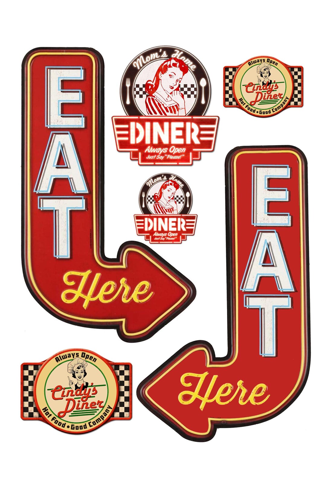 Miniature Scale Model Diorama Vintage Diner Restaurant Arrow Signs Set ...