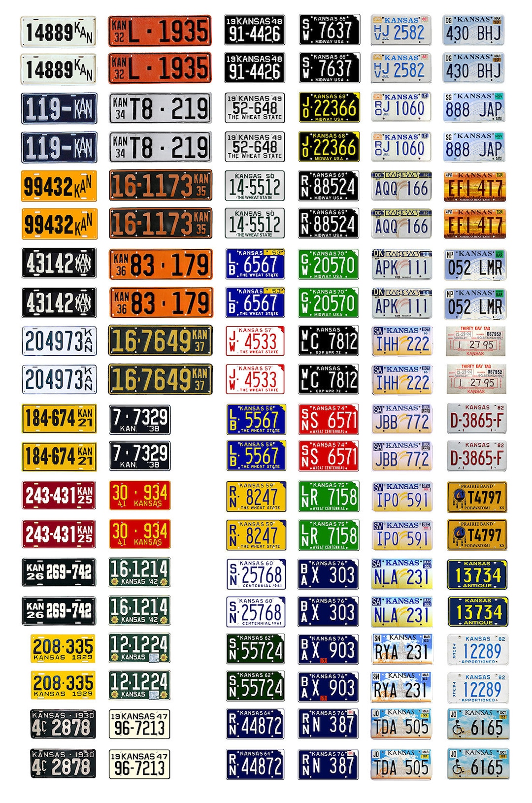 Scale Model Car Assorted USA License Plates Kansas State Tags 1/18 1/25 ...