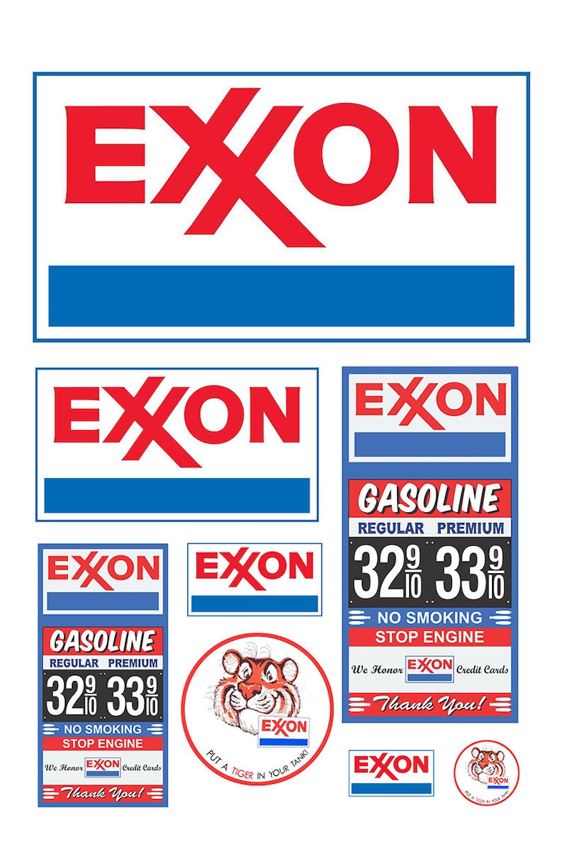 Miniature Scale Model Exxon Gasoline Station Gas Signs - Etsy