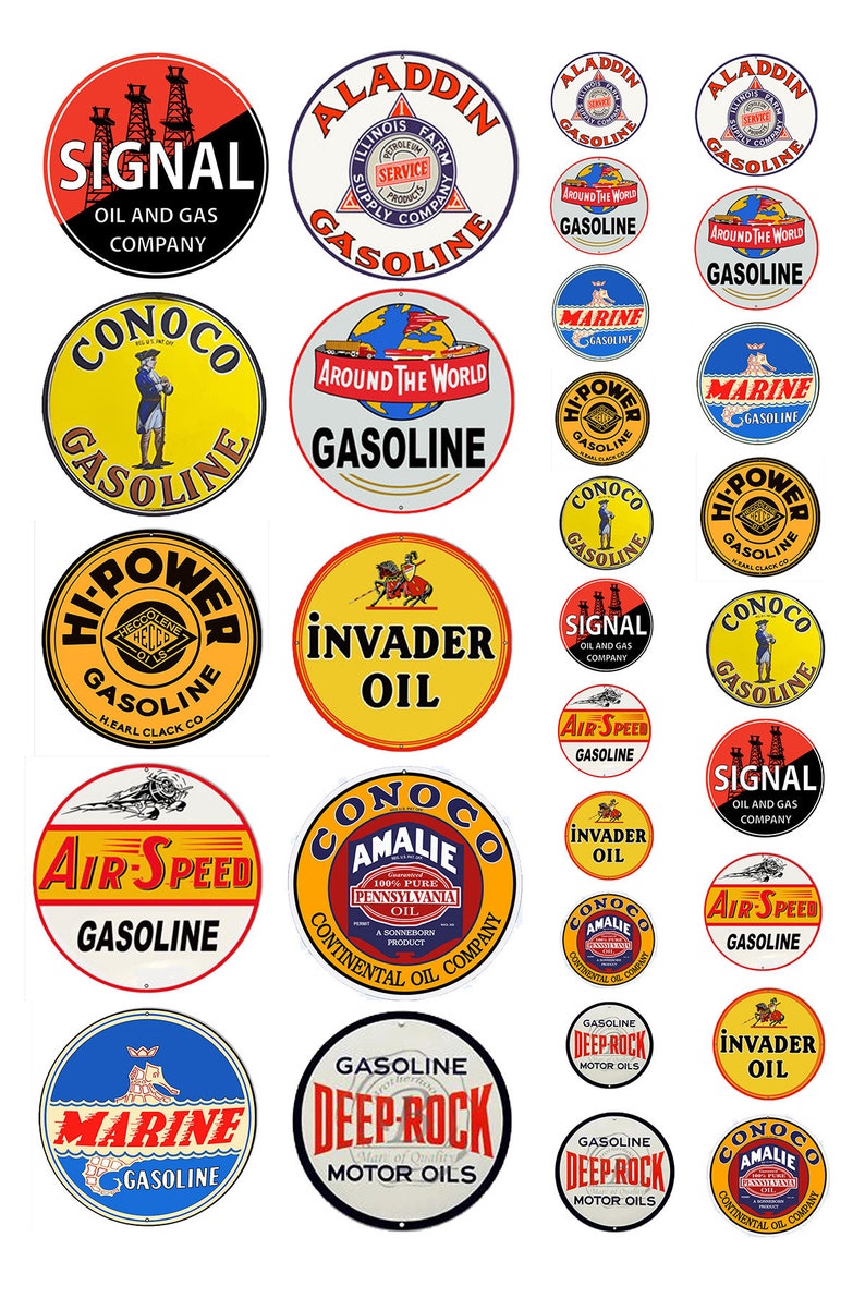 Miniature Scale Model Assorted Vintage Gasoline Station Gas Signs Set 5 ...