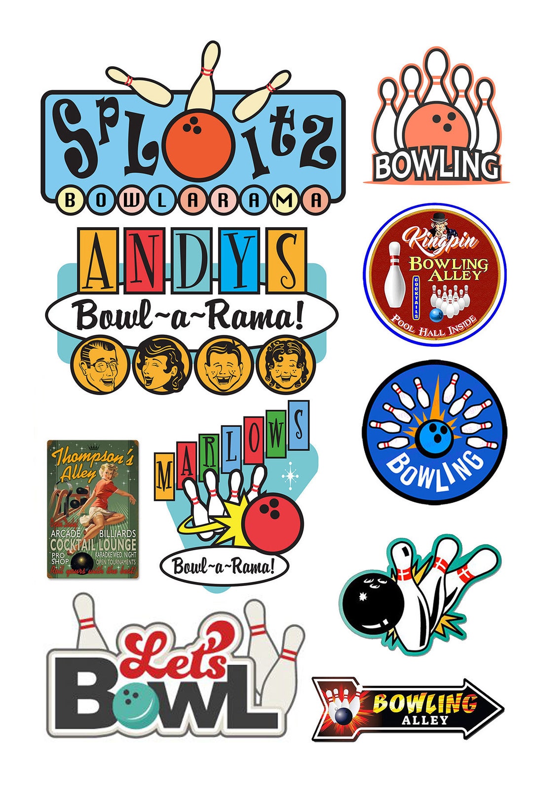 Miniature Scale Vintage Bowling Alley Signs Posters - Etsy