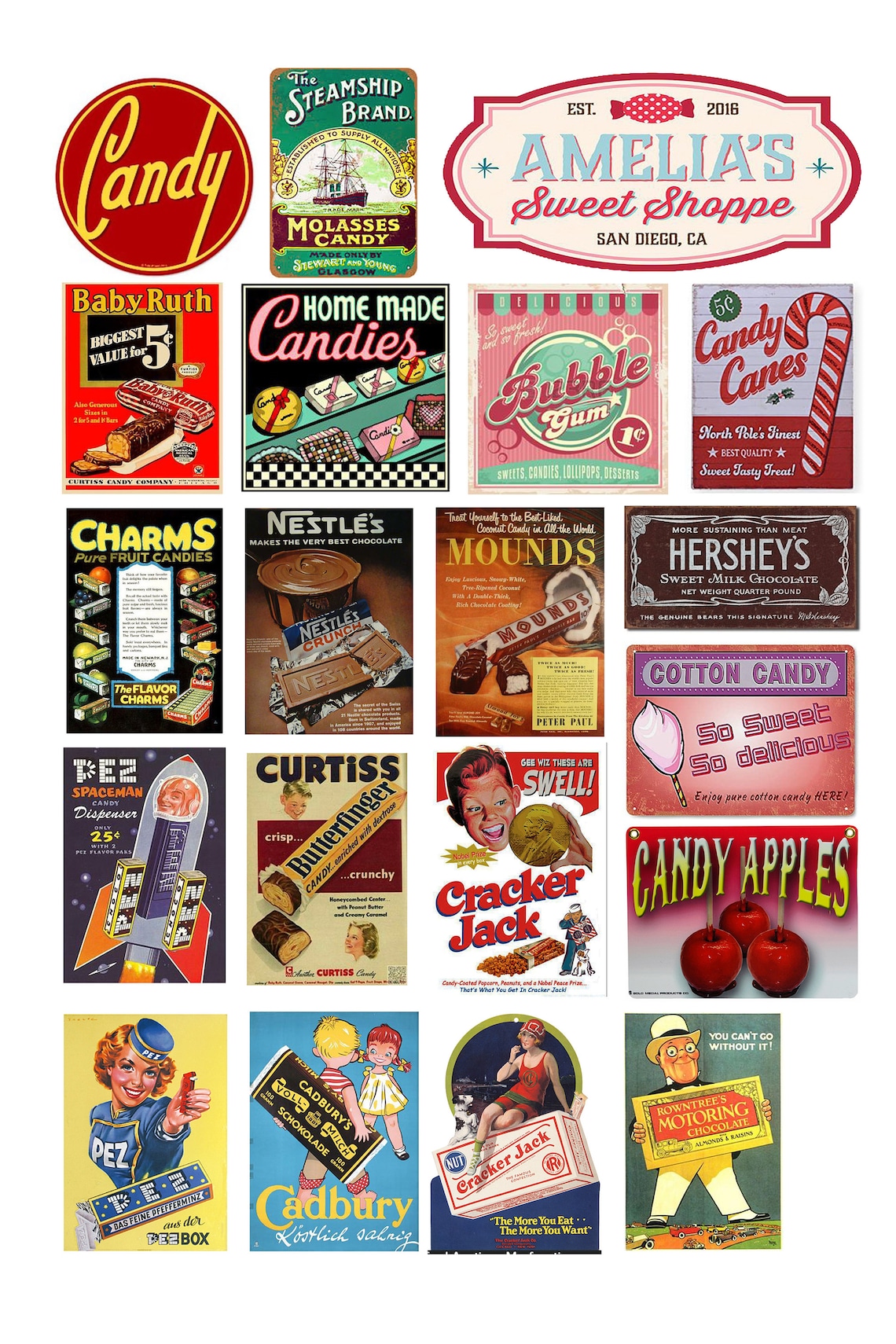 Miniature Scale Vintage Candy Store Signs Posters - Etsy