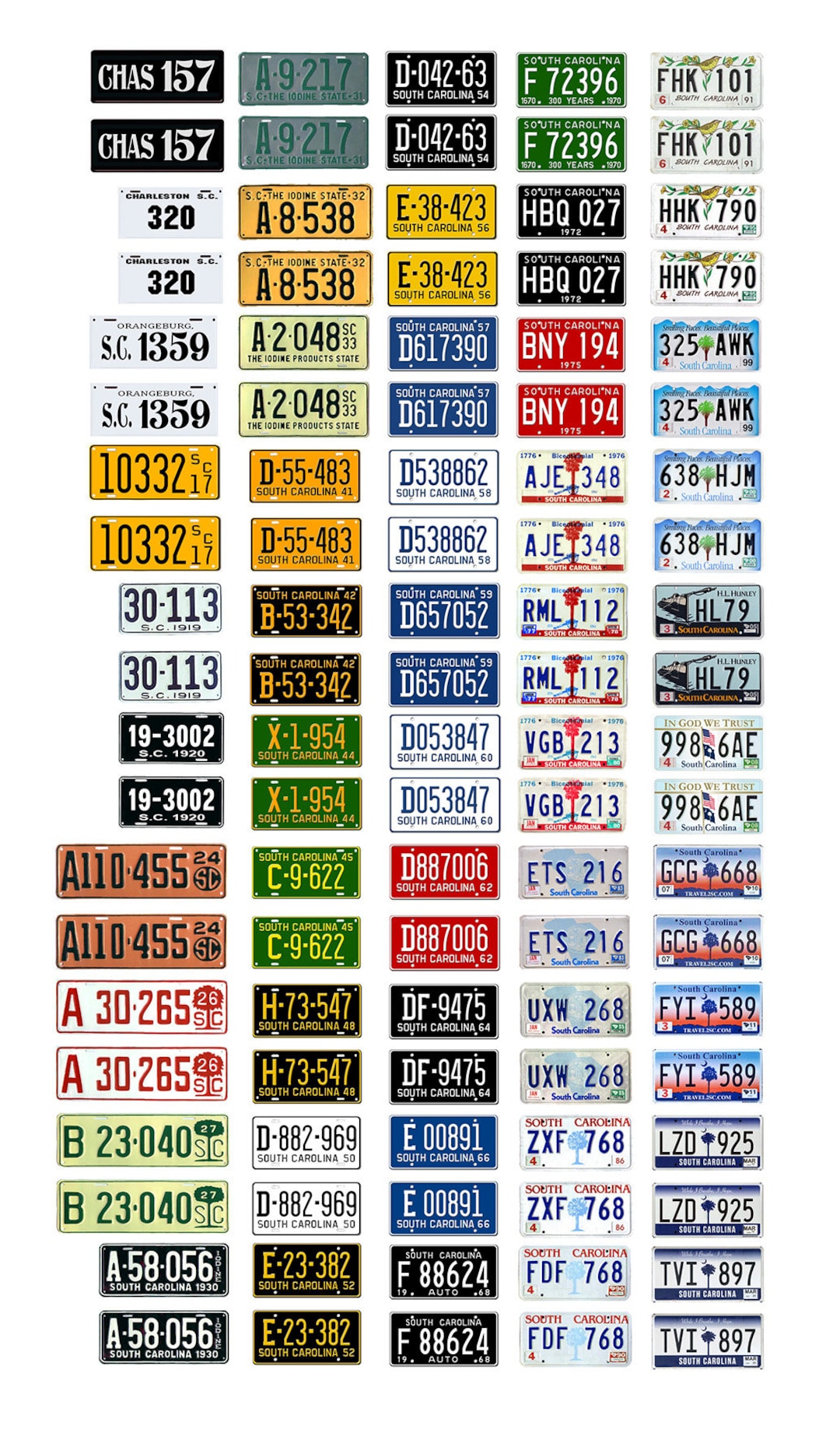 Scale Model Car Assorted USA License Plates South Carolina State Tags 1 ...