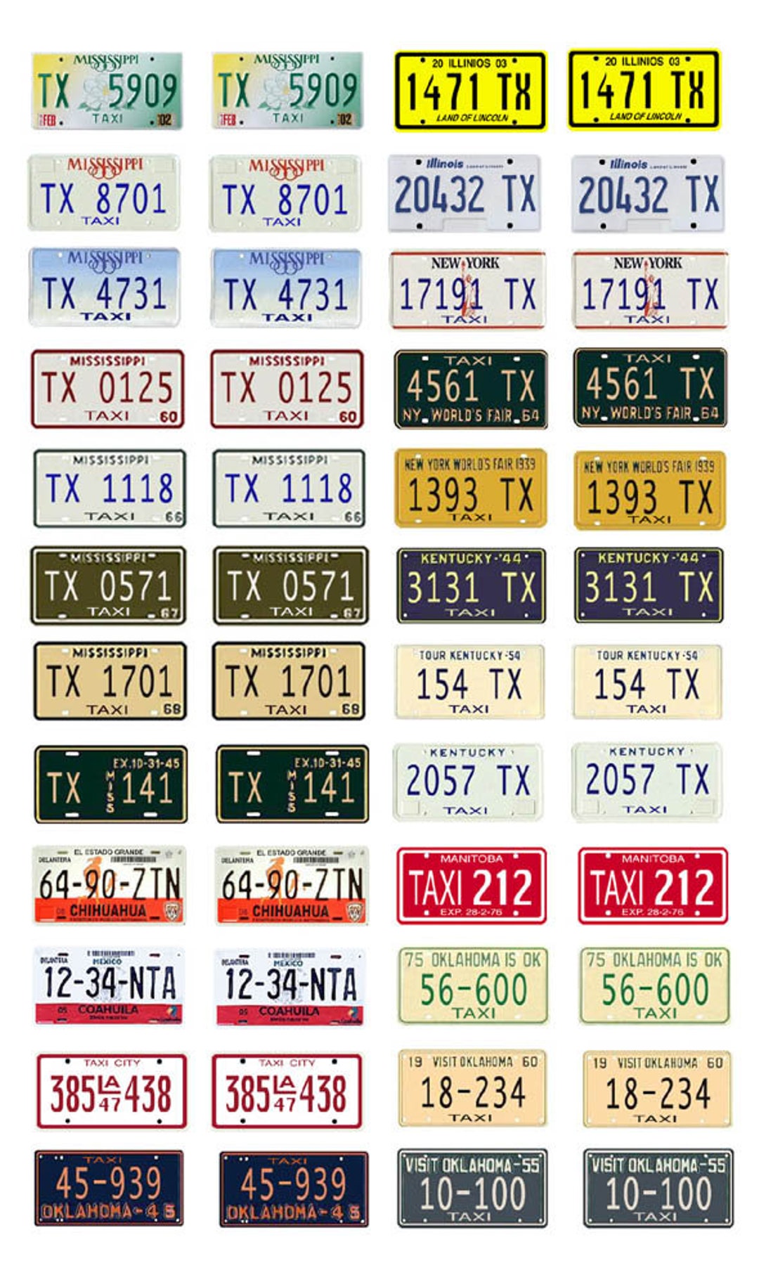 Scale Model Taxi Cab Car License Tag State Plates - Etsy