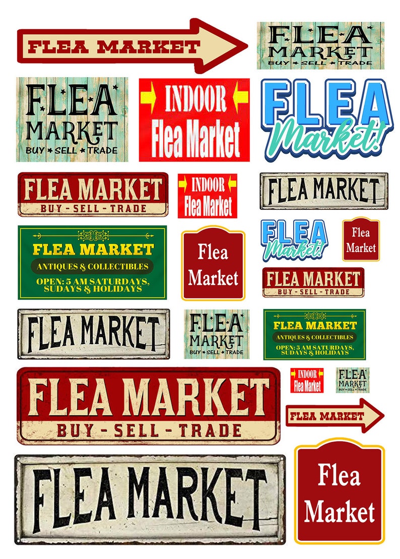 Miniature Scale Model Flea Market Outdoor Bazaar Signs - Etsy