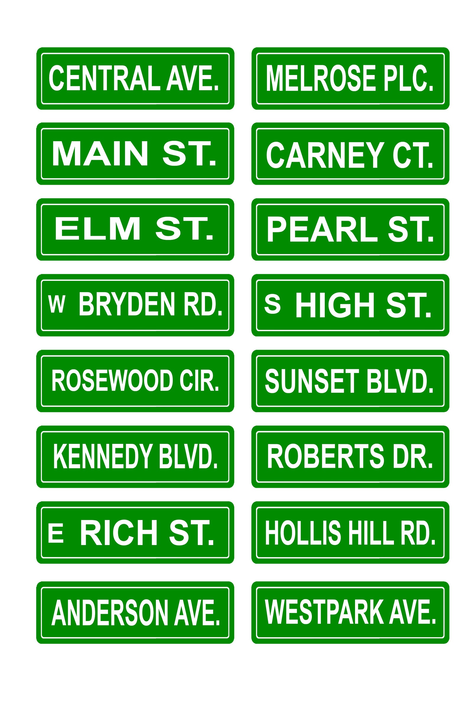 Miniature 1:25 G Scale Model Street Name Signs - Etsy