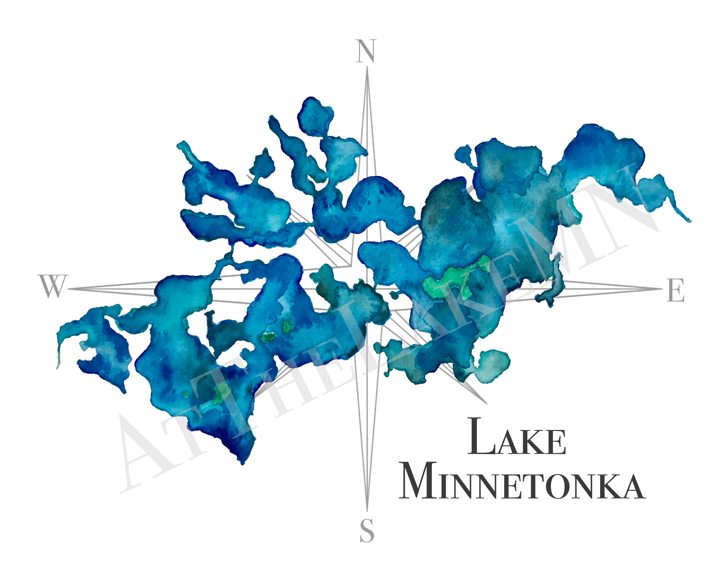 CUSTOM Lake Map Watercolor Lake Map Personalized Lake Map - Etsy