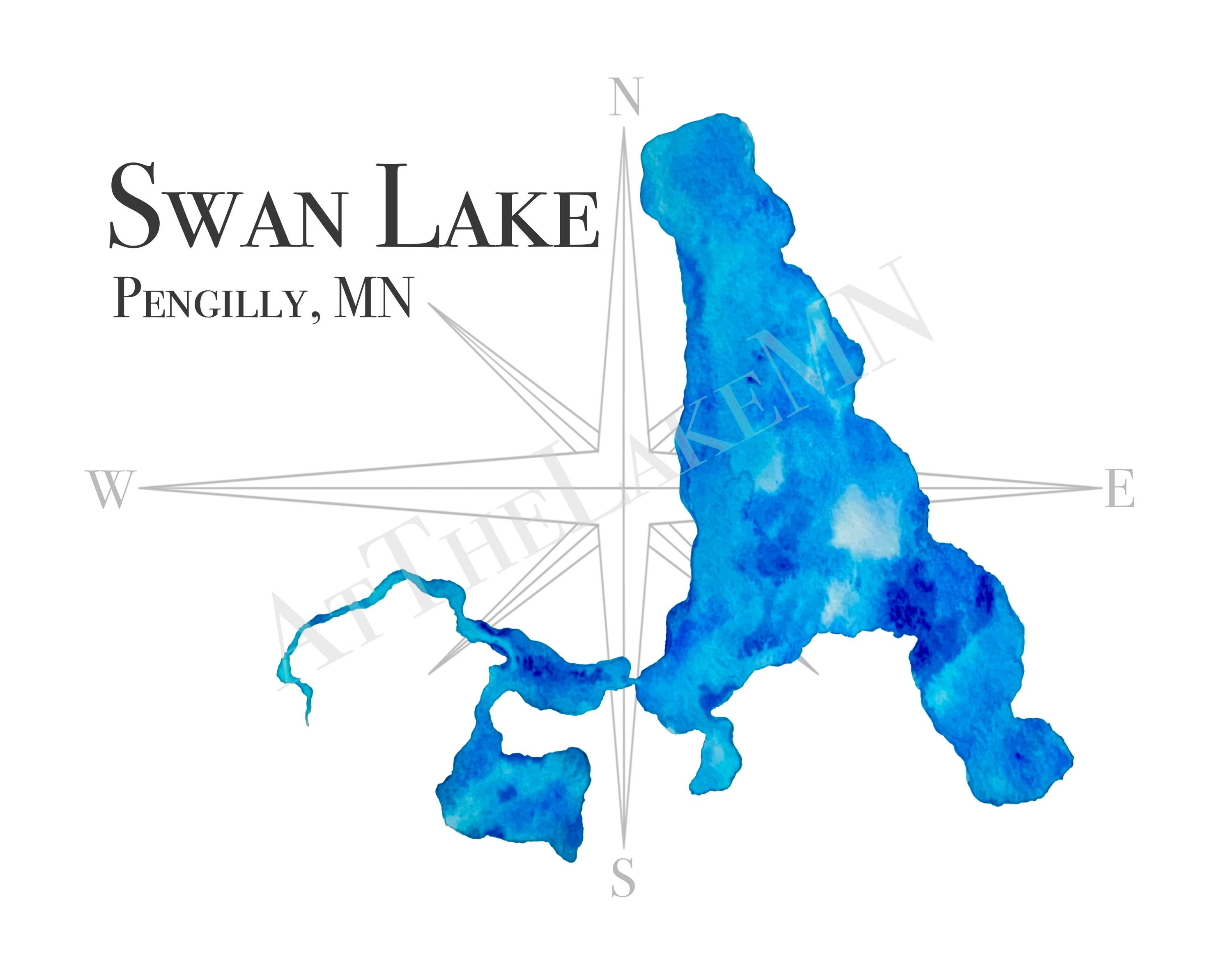 Custom Watercolor Lake Map Print: Personalized Lake House Decor - Etsy