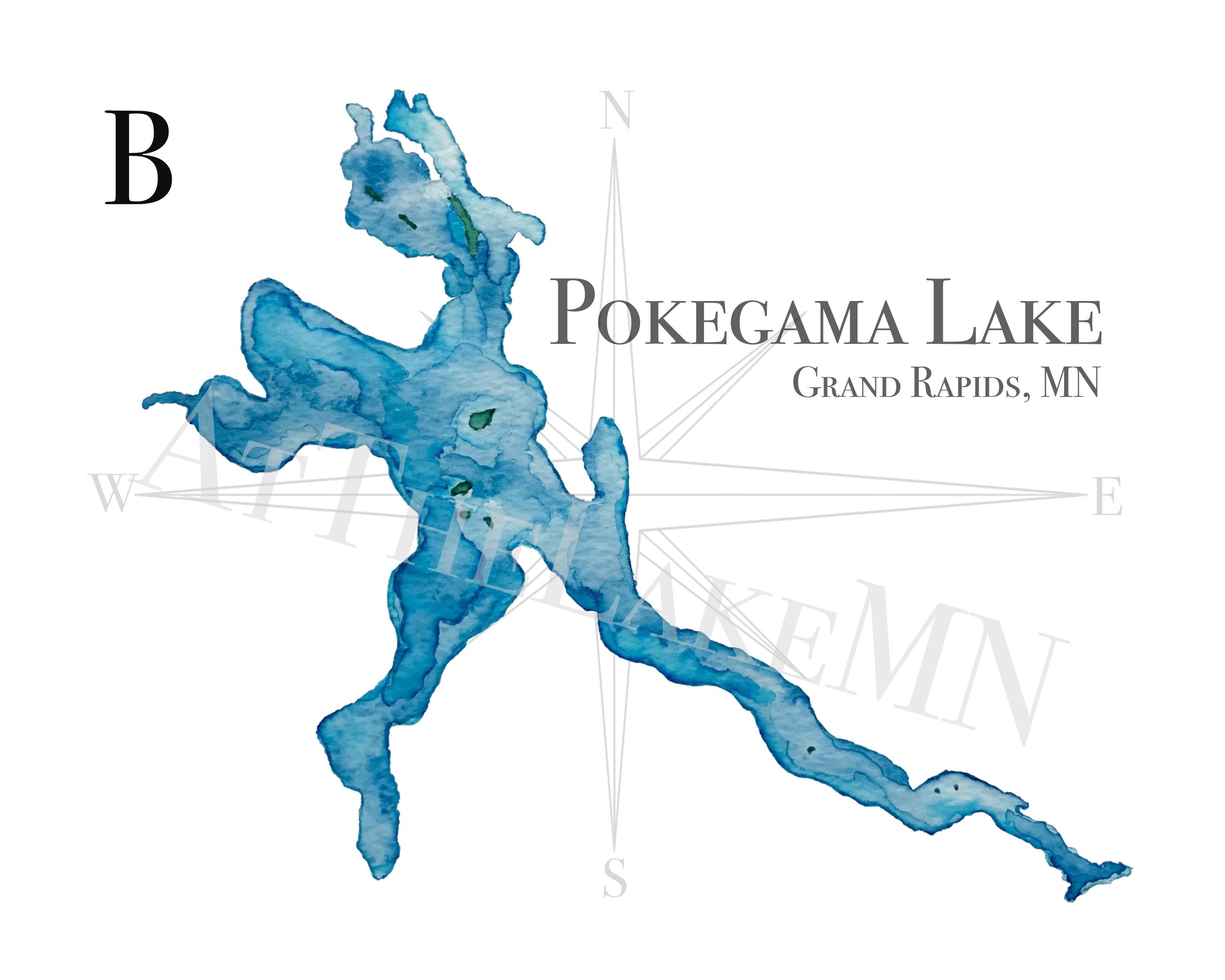 Pokegama Lake Watercolor Map Print: Grand Rapids Minnesota - Etsy