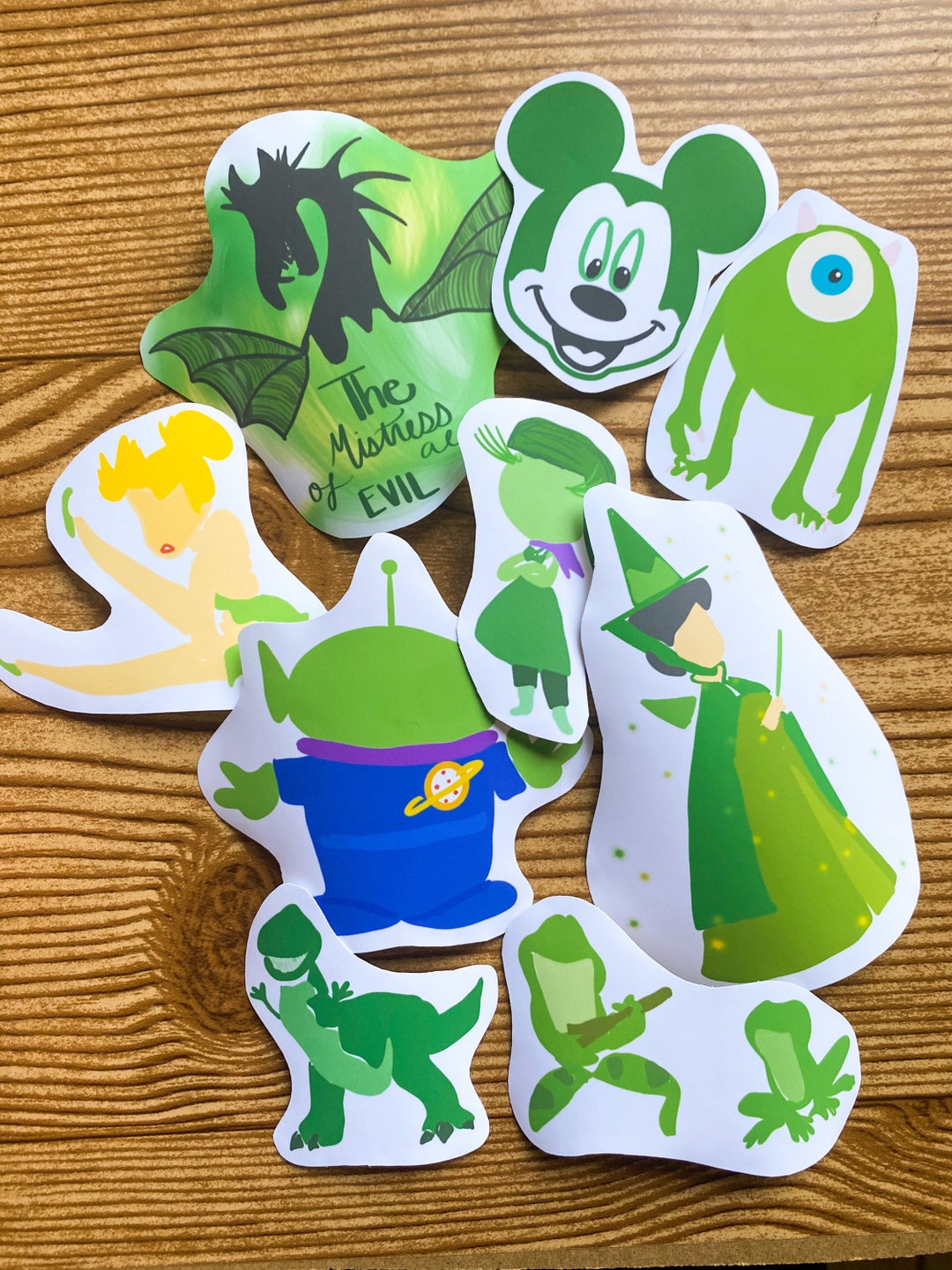 Green Disney Sticker Pack Water Resistant for Water Bottles and Phone ...