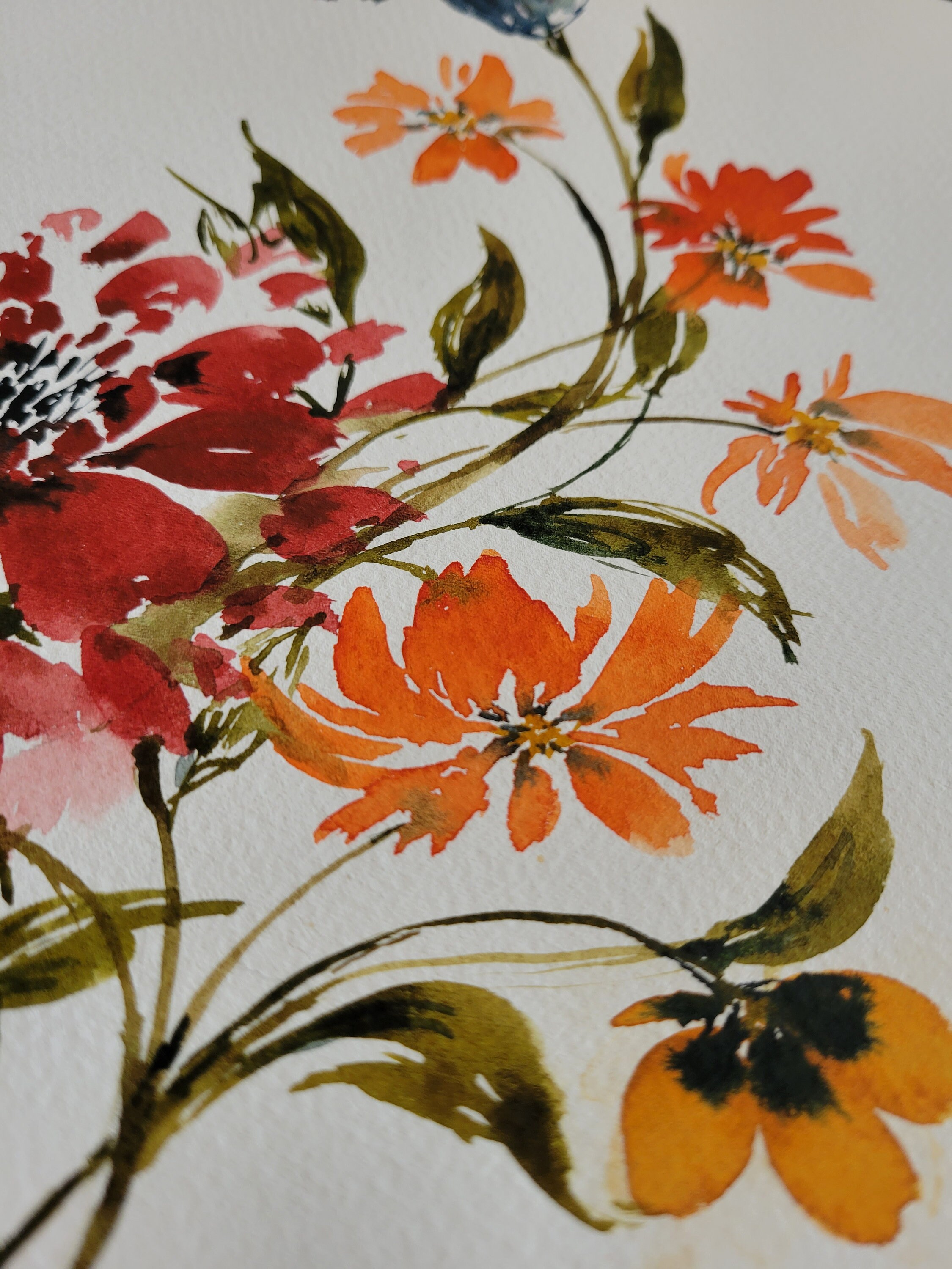 Boho Wall Decor | Vintage Botanical Print No.2 | Retro Bold Red Peony ...