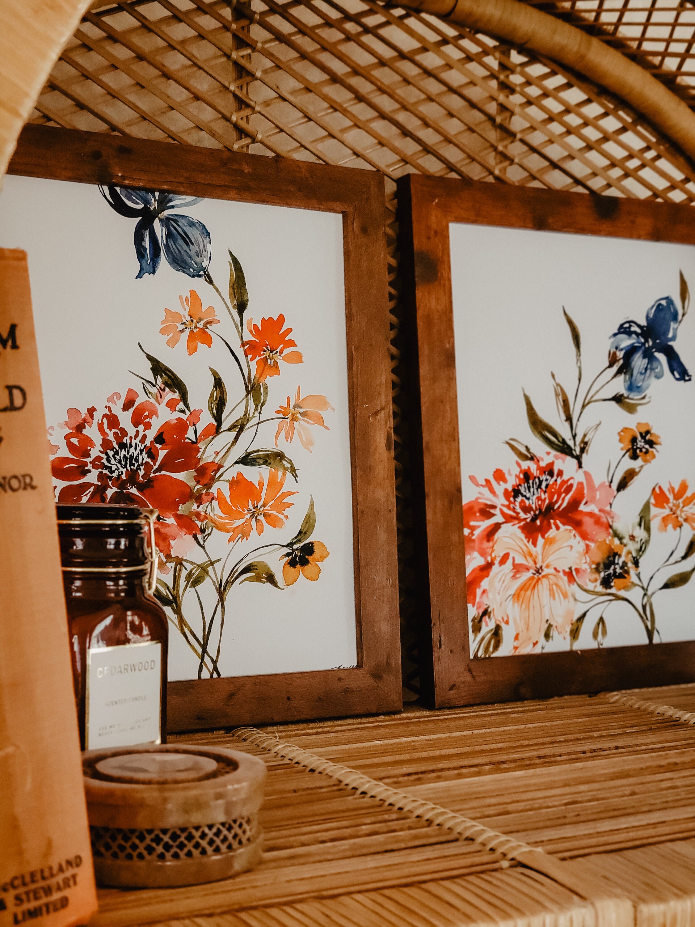 Boho Wall Decor | Vintage Botanical Print No.2 | Retro Bold Red Peony ...