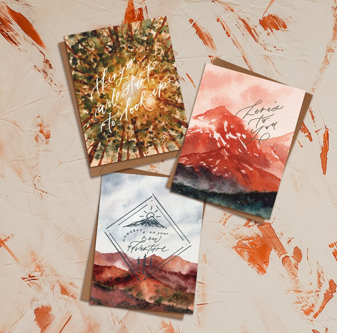 Sustainable Greeting Card Set: Mix and Match 3 Cards Deal | Watercolor ...