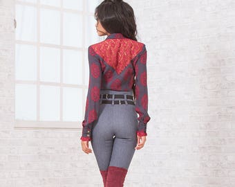 Red Lace Shirt | Etsy