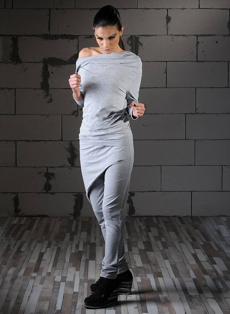 Light Gray Activewear/ Gray Sport Set/ Loose Activewear/ Woman | Etsy