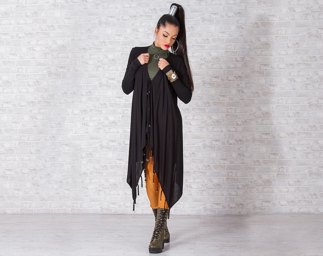 Black Cardigan, Steampunk Cardigan, Oversized Cardigan, Batwing ...