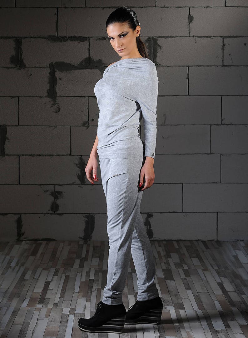Light Gray Activewear/ Gray Sport Set/ Loose Activewear/ Woman | Etsy