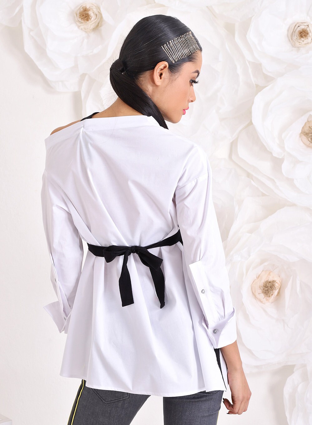 White Asymmetrical Tunic, Button Down Shirt, Plus Size Clothing - Etsy