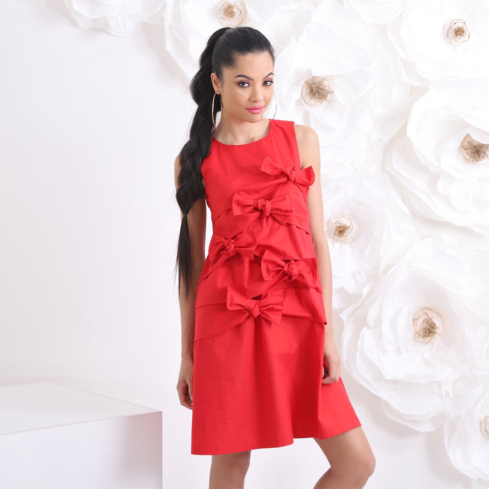 Cotton Red Dress Summer Mini Dress Party Dress Plus Size | Etsy