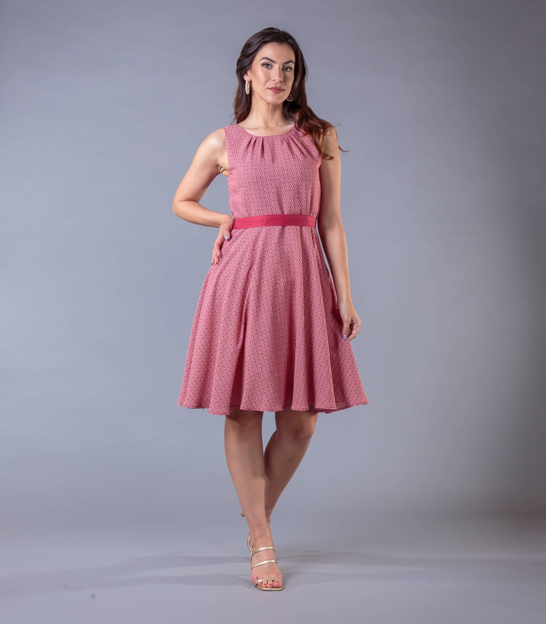 Red Belted Dress, Cocktail Dress, Short Summer Dress, Cute Formal Event ...