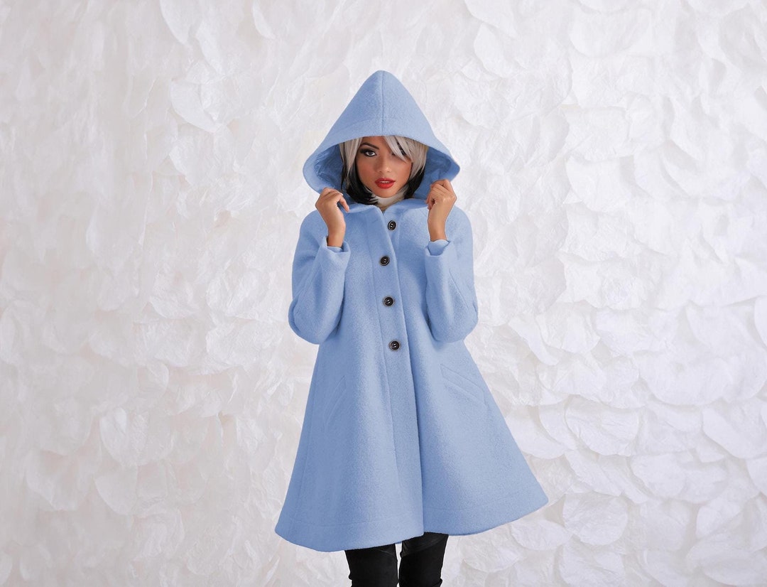 Big Hood Wool Winter Coat, Plus Size Swing Coat Clothing, Wool Coat ...