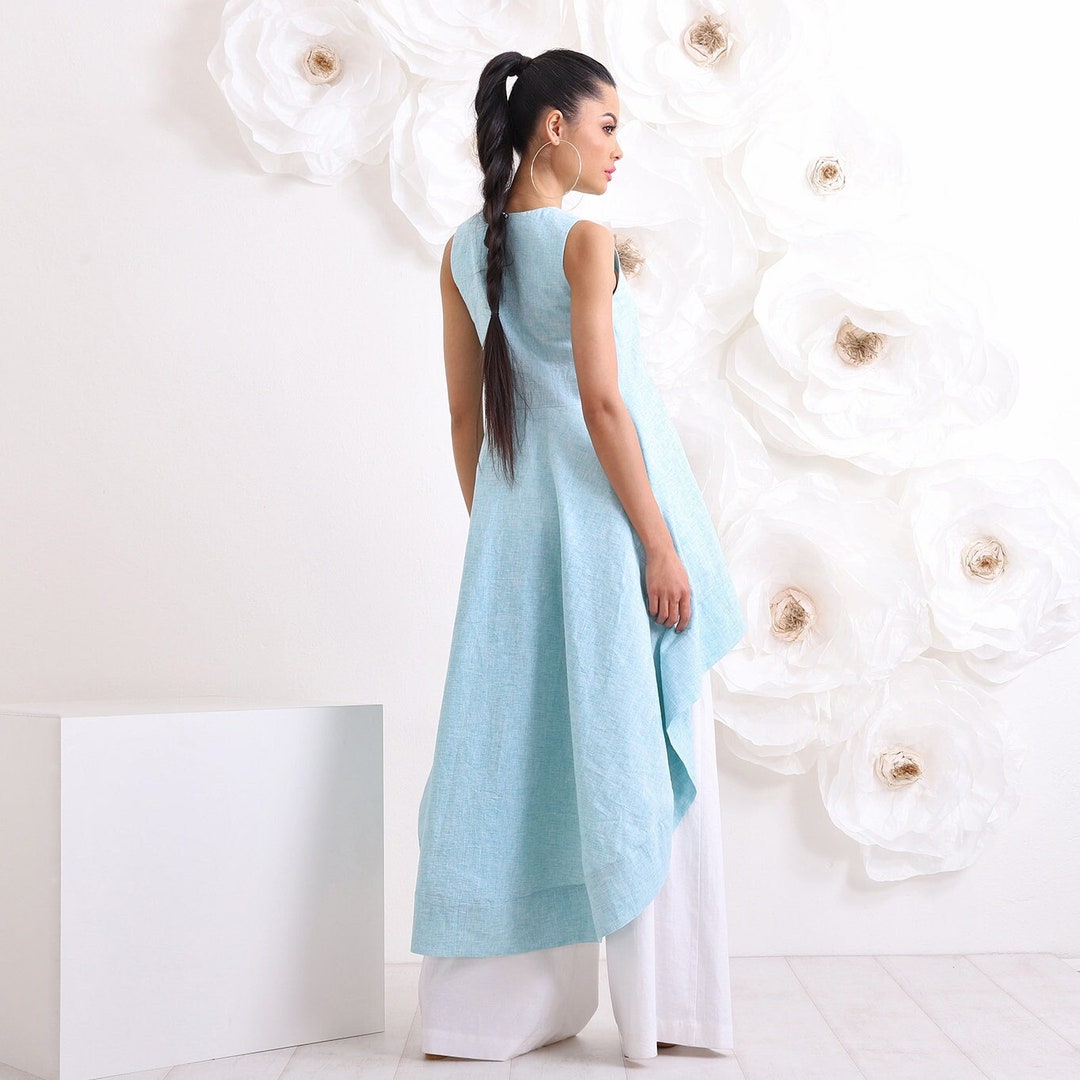 Baby Blue Linen Tunic, Flax Asymmetrical Tunic, Maternity Tunic Dress ...