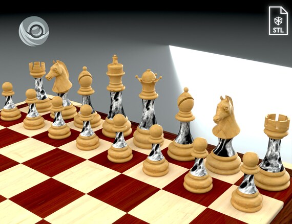 Luxury Wooden Chess Set With Board 6pcs for CNC Router 3D - Etsy