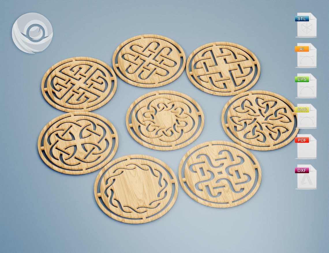 8 Celtic Knot Coaster With Stand Grill Home Decor Templates Laser ...