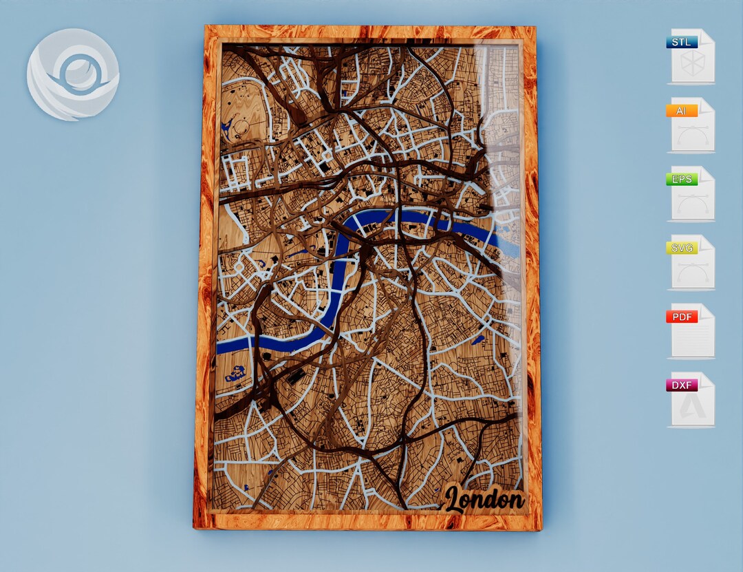 Multilayered London Map With POI, Railways, Underground Layers, Wall ...
