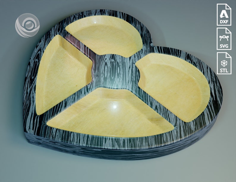 STL DXF SVG Files Heart Tray for Cnc Router Salad Platter | Etsy