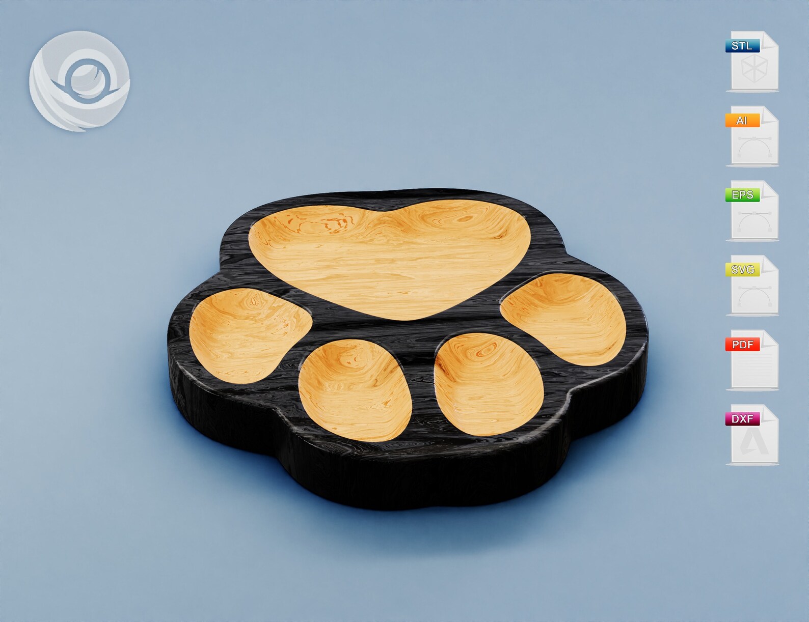 Dog Paw Catch All Tray Cnc Router Files, Wooden Tray, Serving Platter ...