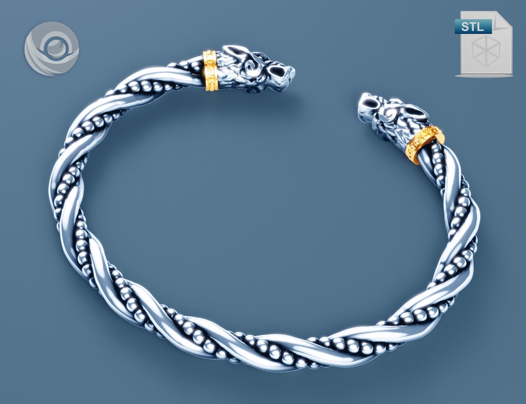 Geri and Freki Silver Band, Fenrir Bracelet, Ragnarok Viking Jewelry ...