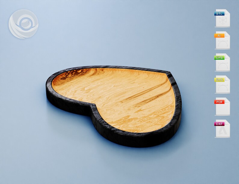 STL, DXF, SVG Files Heart Tray for Cnc Router, Salad Platter, Serving ...