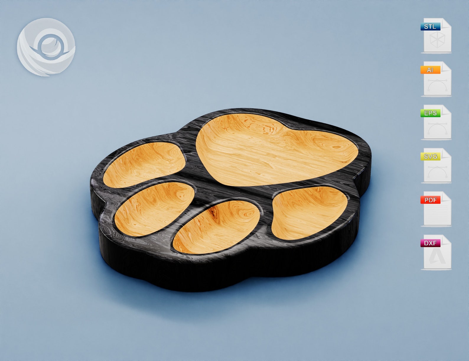 Dog Paw Catch All Tray Cnc Router Files, Wooden Tray, Serving Platter ...