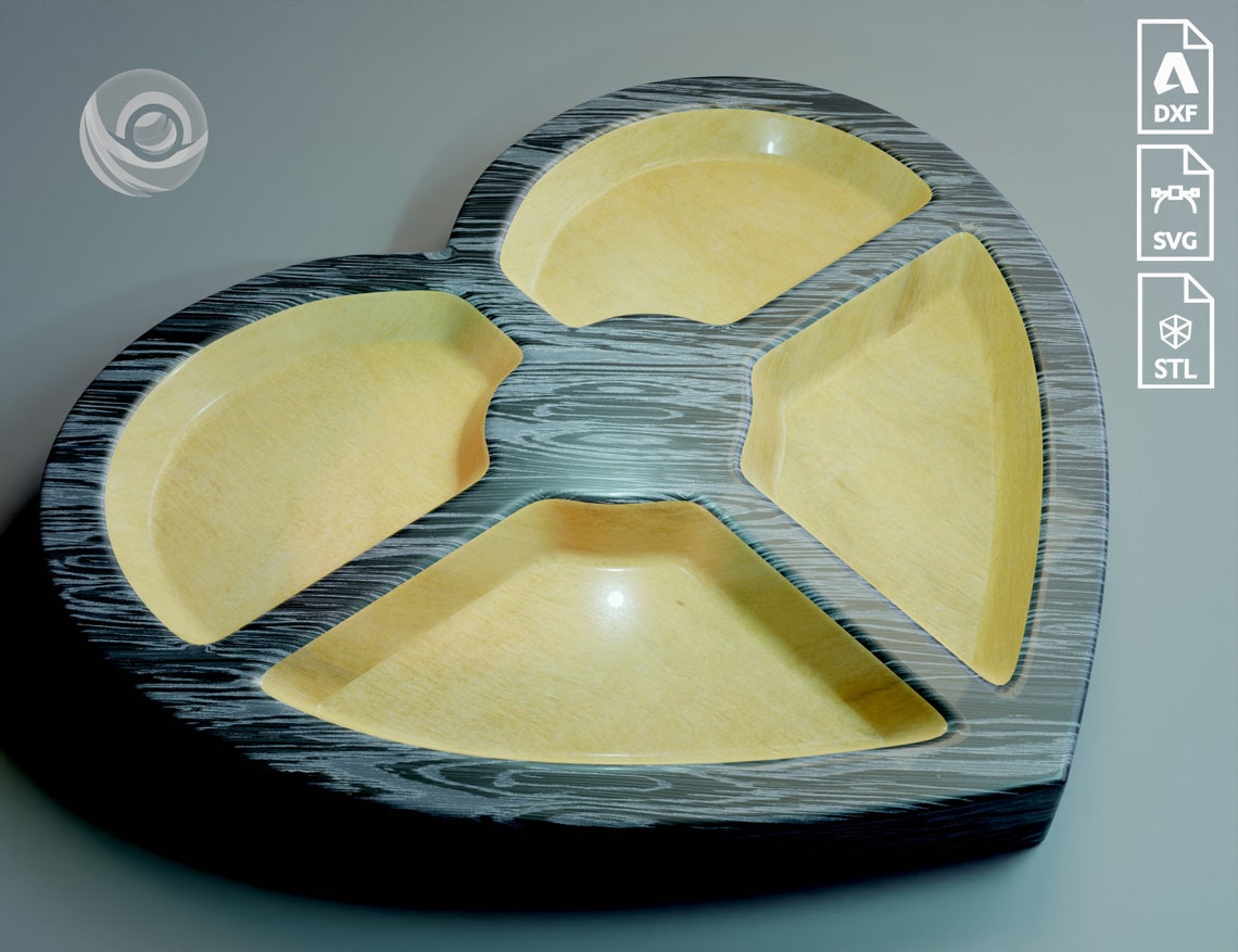 STL DXF SVG Files Heart Tray for Cnc Router Salad Platter | Etsy