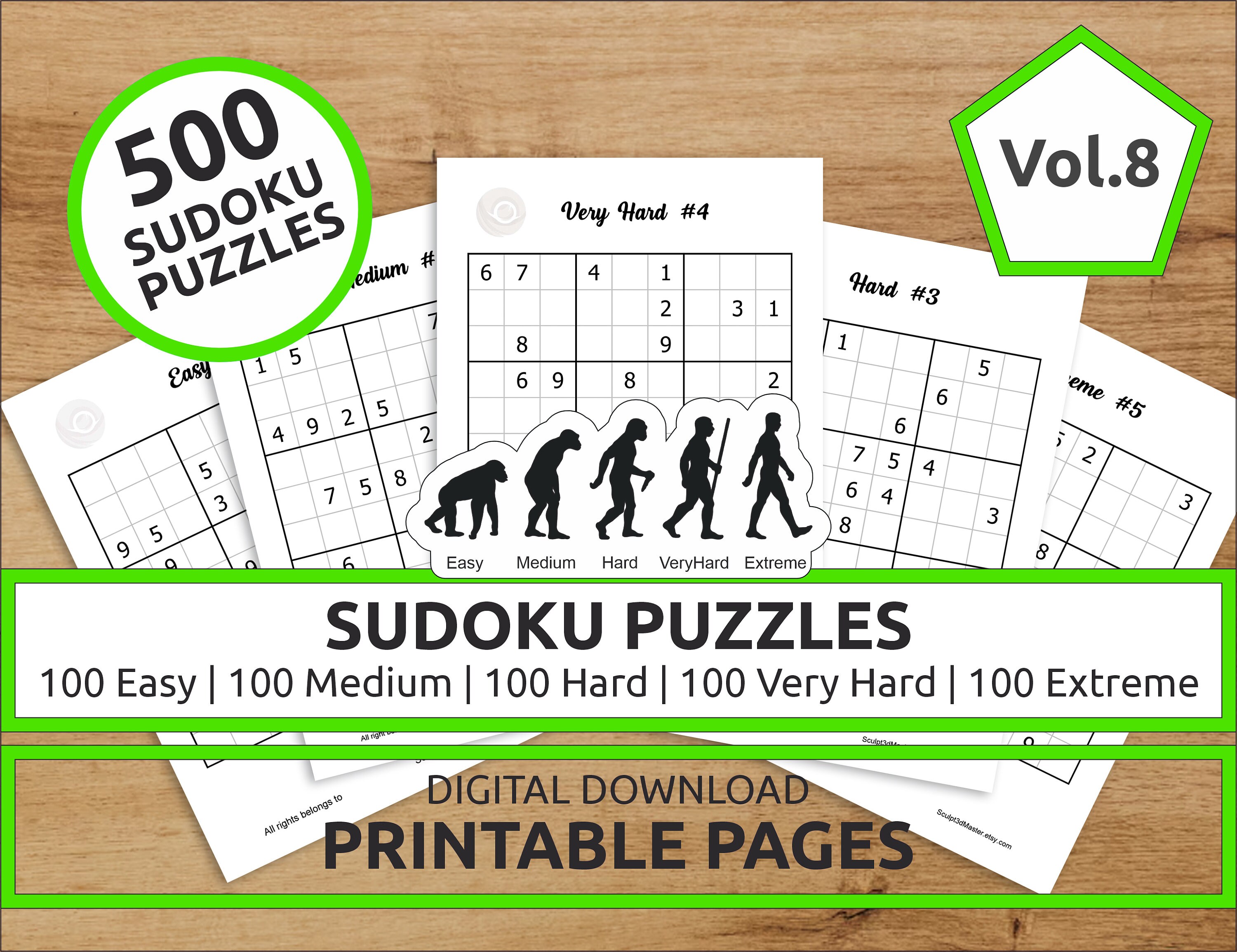 Sudoku Puzzles Volume 8 100 Easy 100 Medium 100 Hard 100 Very Hard 100 ...