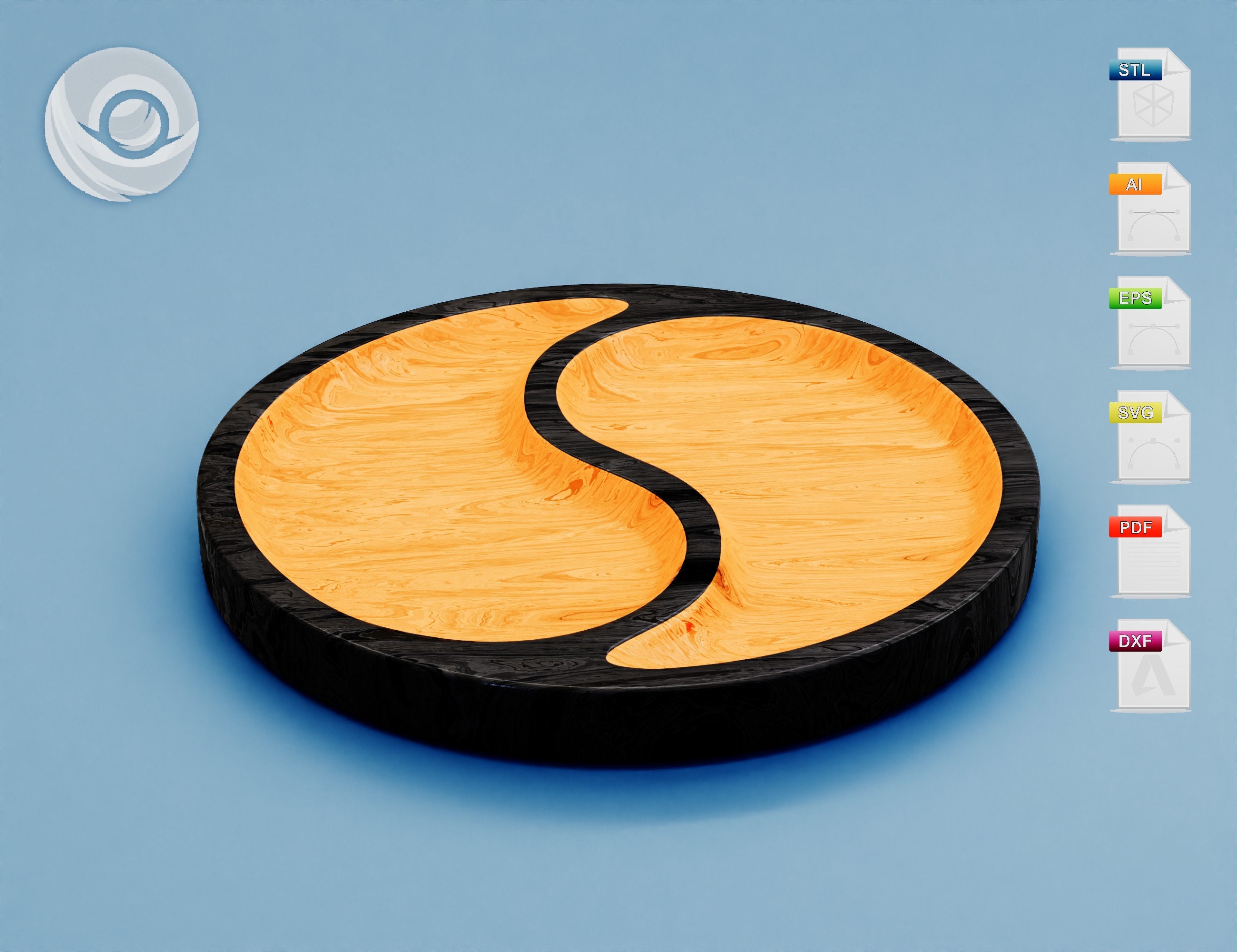 Yin Yang Wooden Bowl for Cnc Router, Serving Plate - STL, DXF, SVG ...