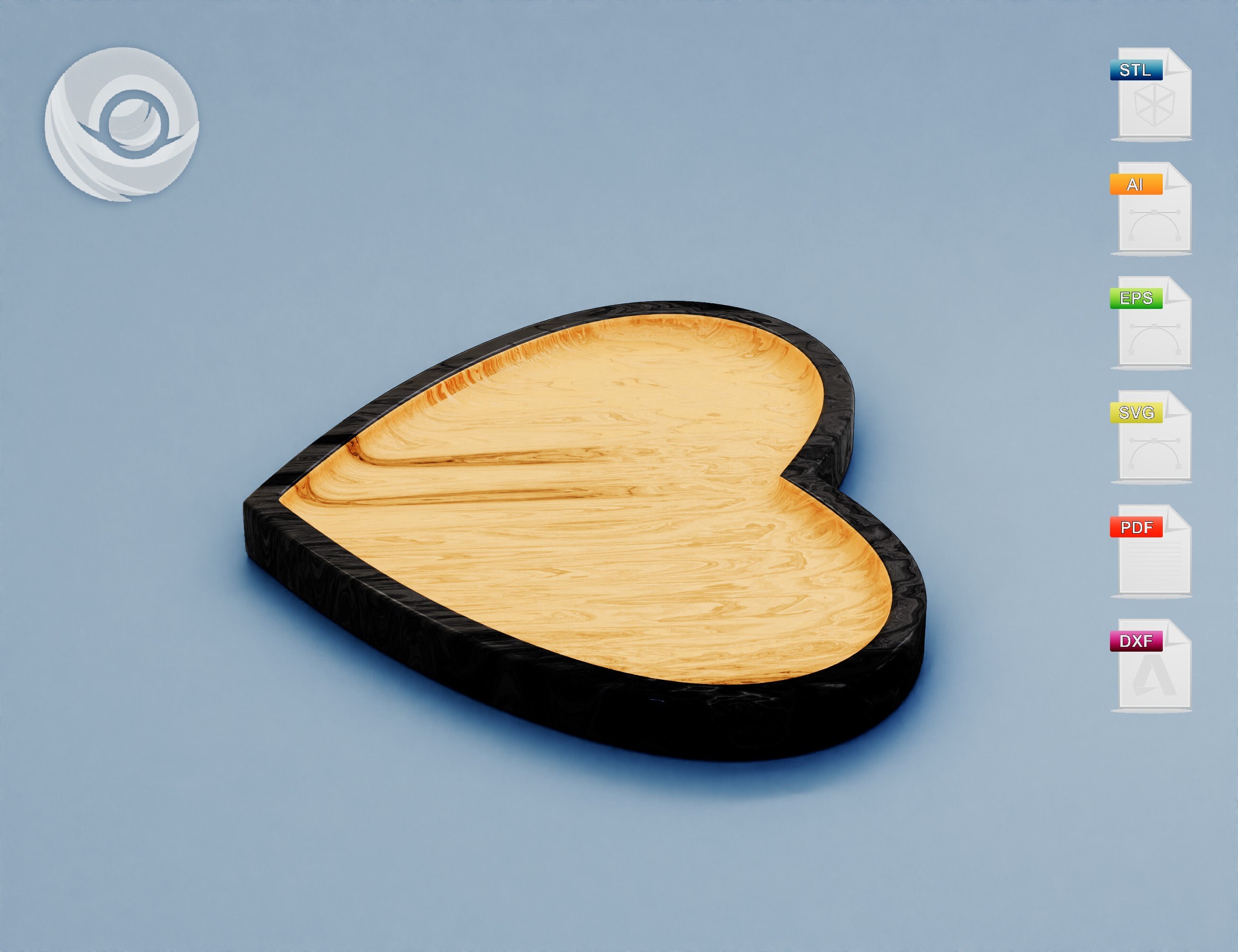 STL, DXF, SVG Files Heart Tray for Cnc Router, Salad Platter, Serving ...