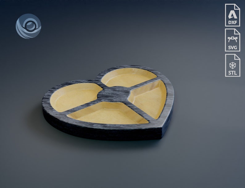 STL DXF SVG Files Heart Tray for Cnc Router Salad Platter - Etsy