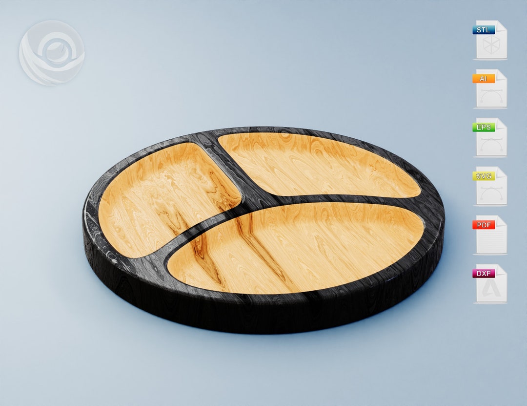Round Wooden Bowl for Cnc Router, Serving Plate - STL, DXF, SVG Files ...