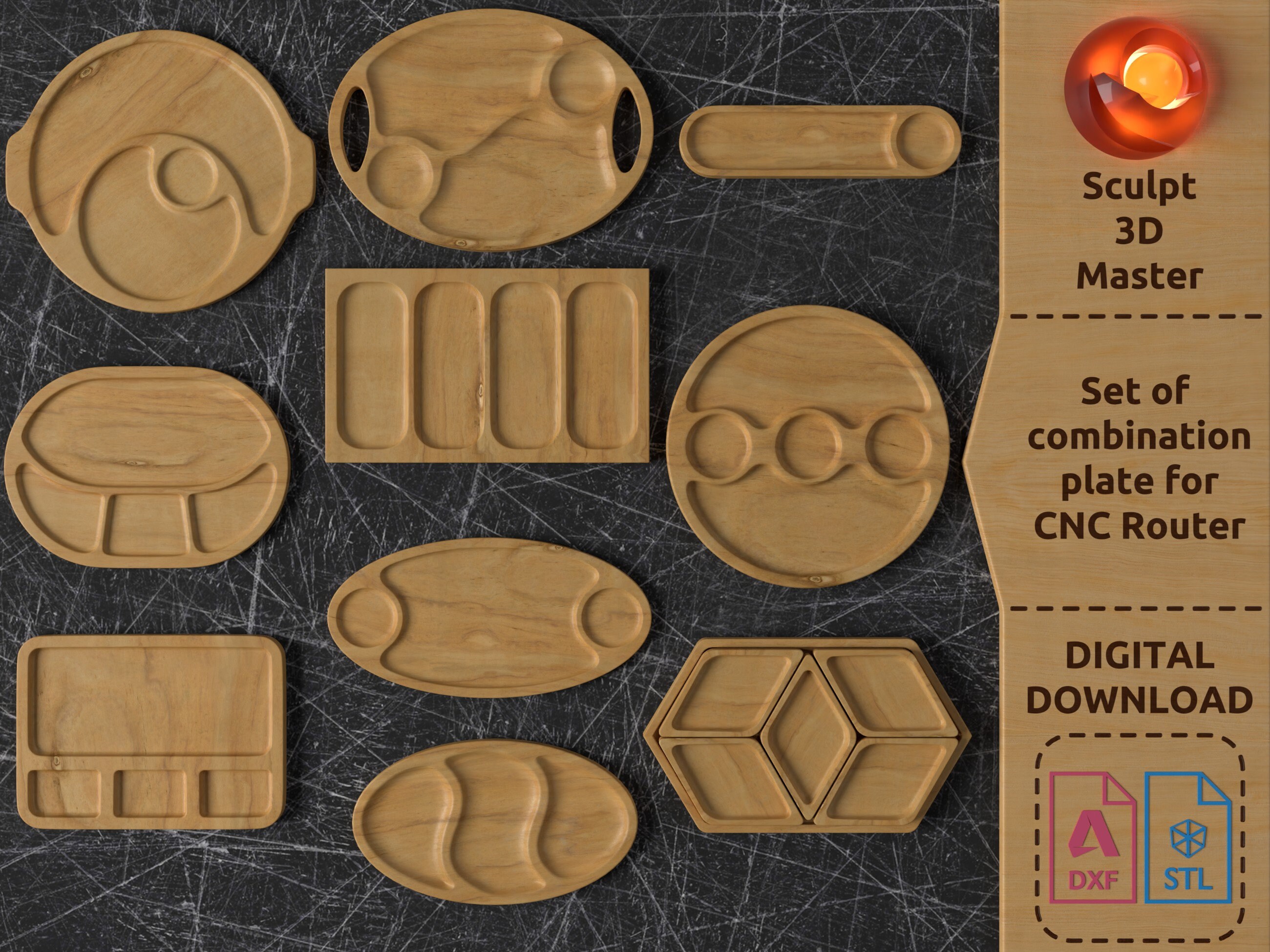 stl platter Instant download 1 section sauce bowl 3D STL file for wood ...