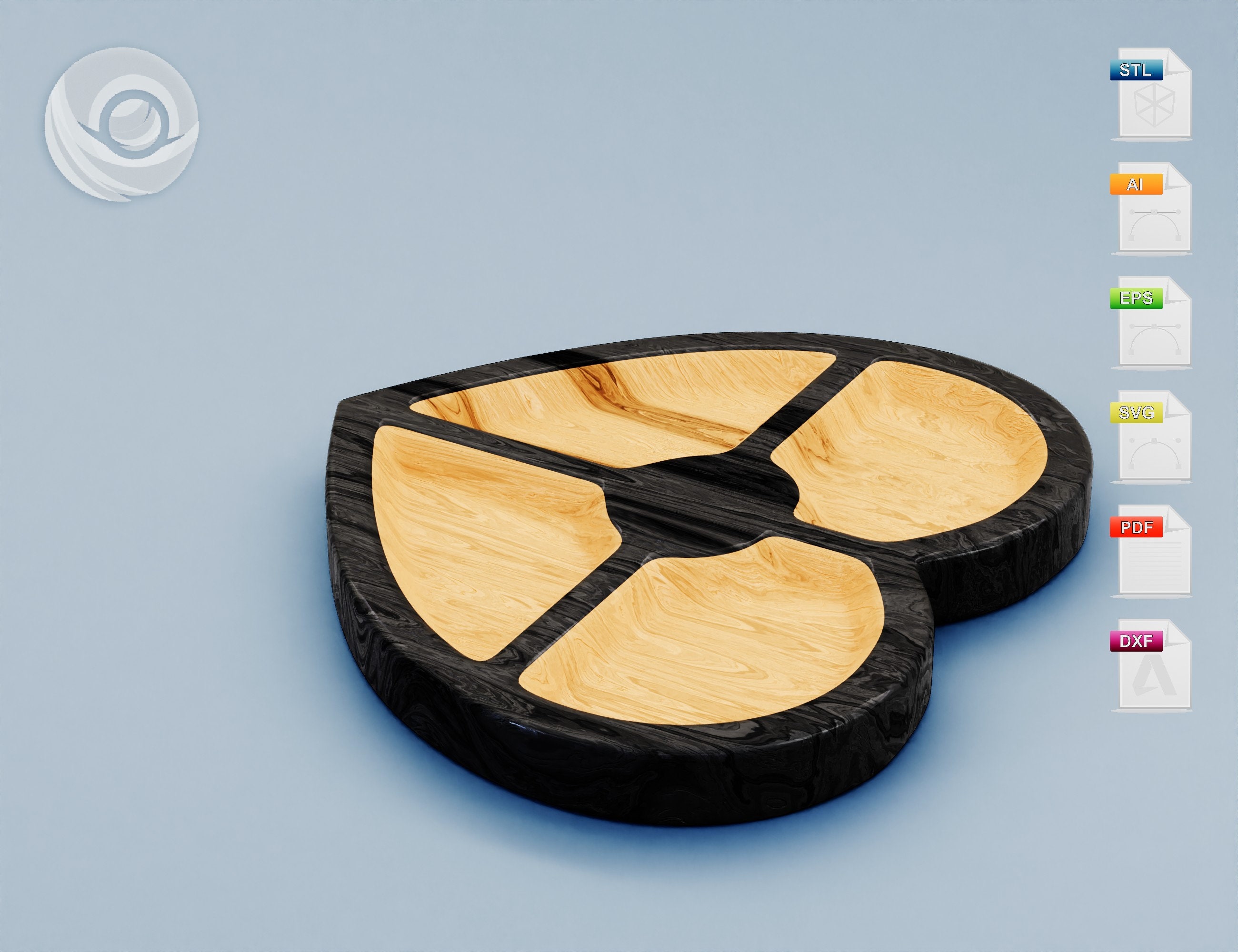 STL, DXF, SVG Files Heart Tray for Cnc Router, Salad Platter, Serving ...
