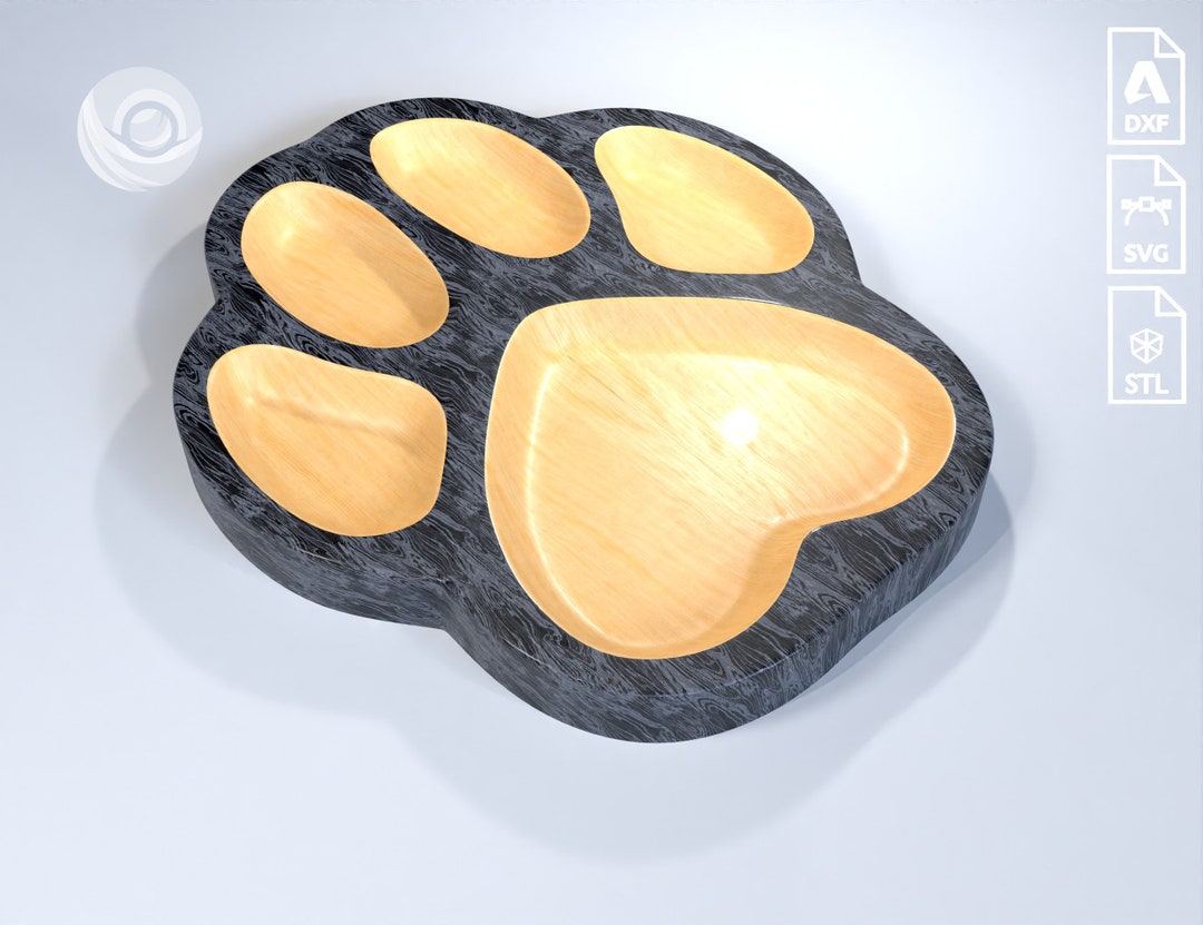 Dog Paw Catch All Tray Cnc Router Files Wooden Tray Serving - Etsy