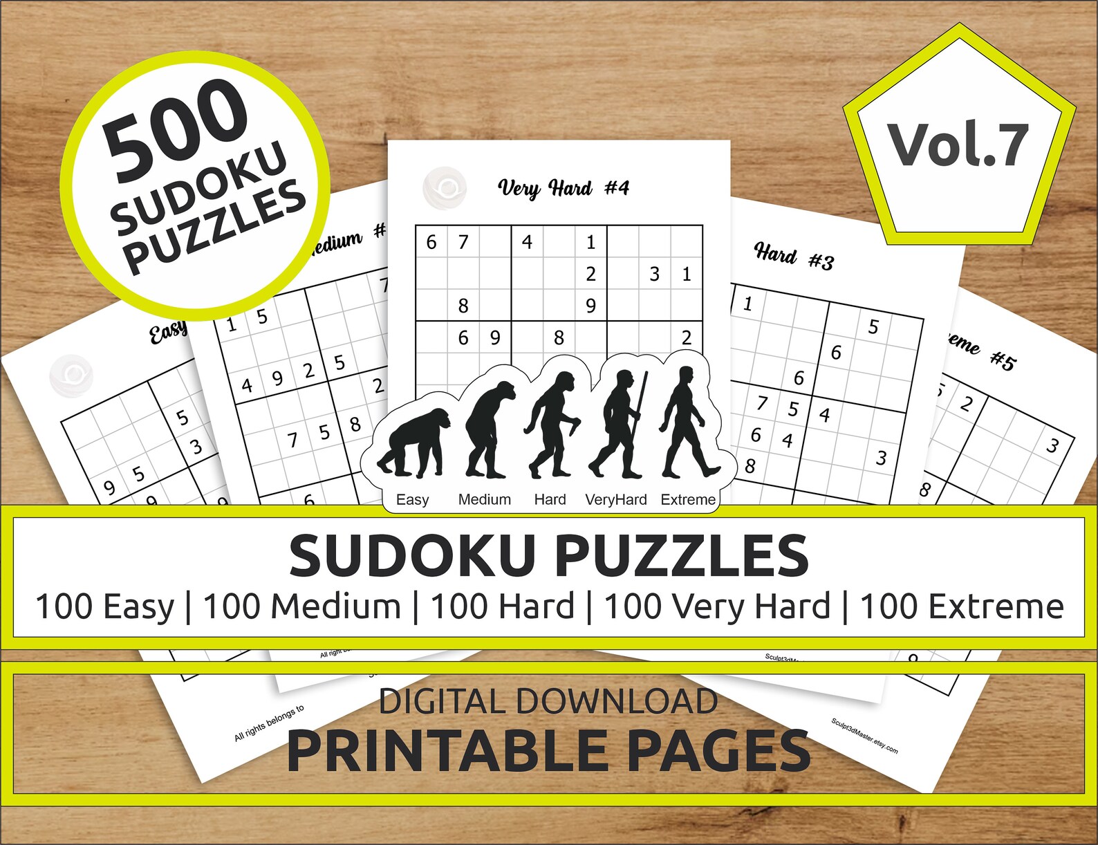 Sudoku Puzzles Volume 7 100 Easy 100 Medium 100 Hard 100 - Etsy