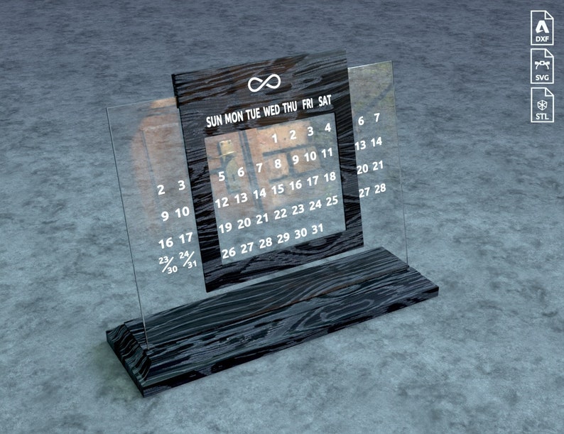 Digital Files and STL Model of Wooden Perpetual Desk Calendar - Desk ...