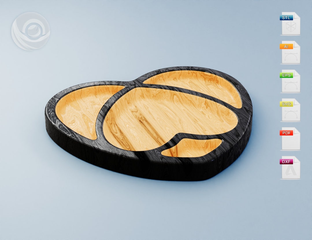 STL, DXF, SVG Files Heart Tray for Cnc Router, Salad Platter, Serving ...